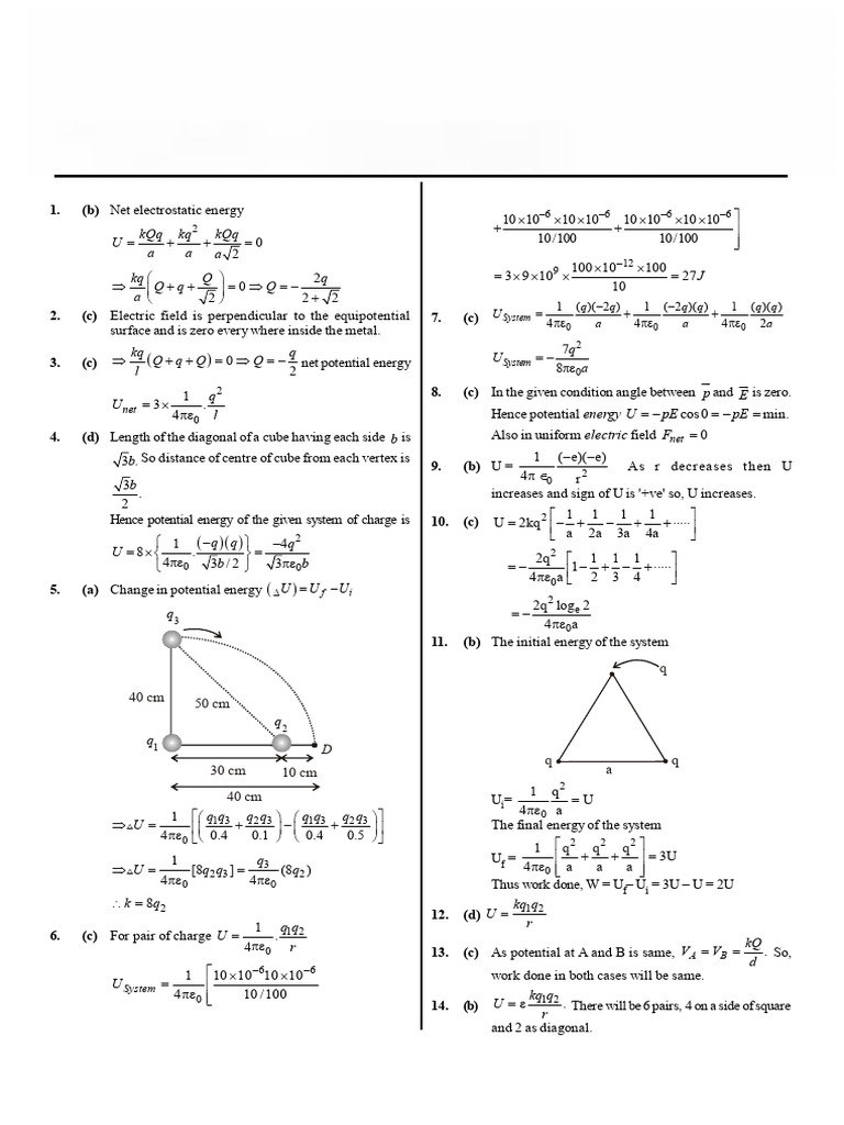 034 Electrostatics 3 (Solu) | PDF | Physics | Physical Quantities