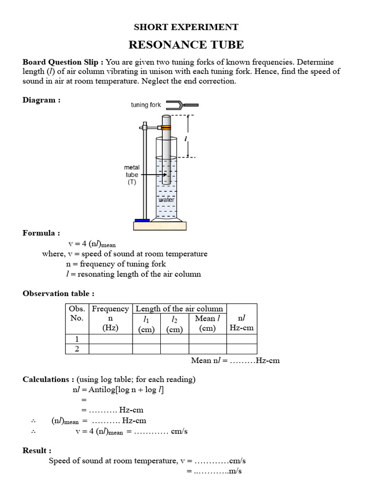 Measure Speed of Sound with Resonance Tube | PDF
