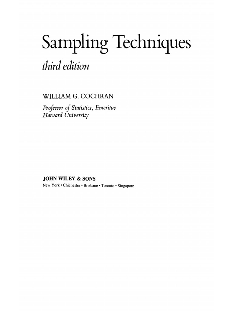 407 03 Cochran Sampling Techniques 3rd-Ed | PDF