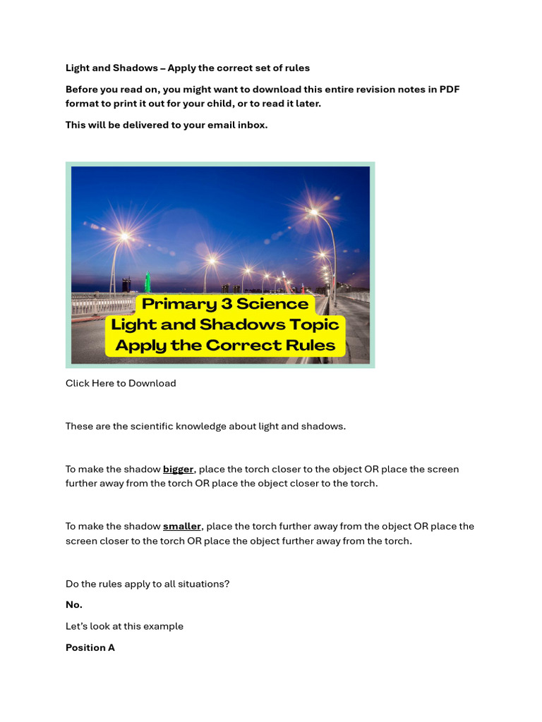 Light and Shadows | PDF