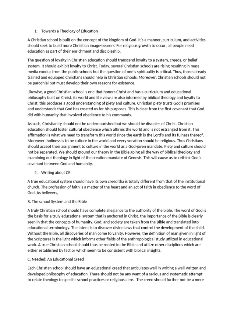 Christian Education and Biblical Foundations | PDF | Bible | Creed