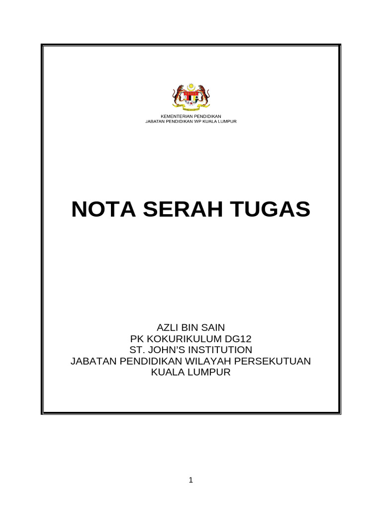 Format Nota Serah Tugas AZLI | PDF
