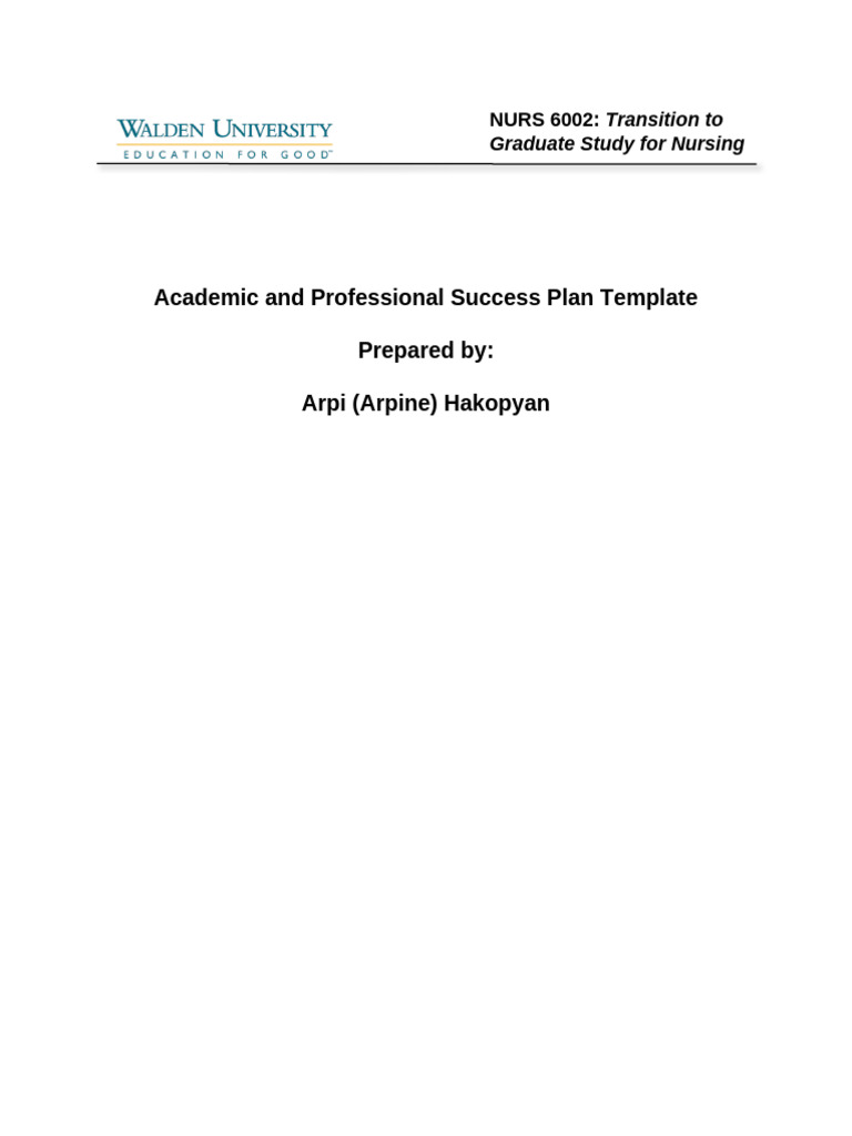 Academic Success Plan for Nursing Students | PDF | Mental Health ...