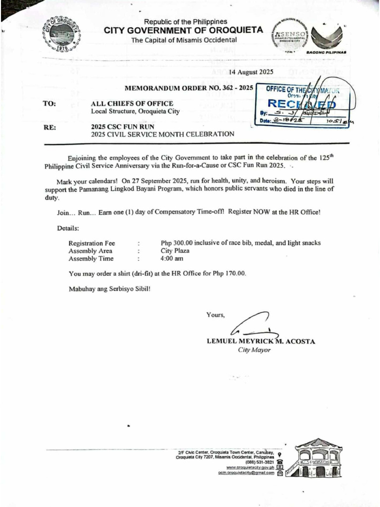 Memo Order 362-2025 - Fun Run | PDF