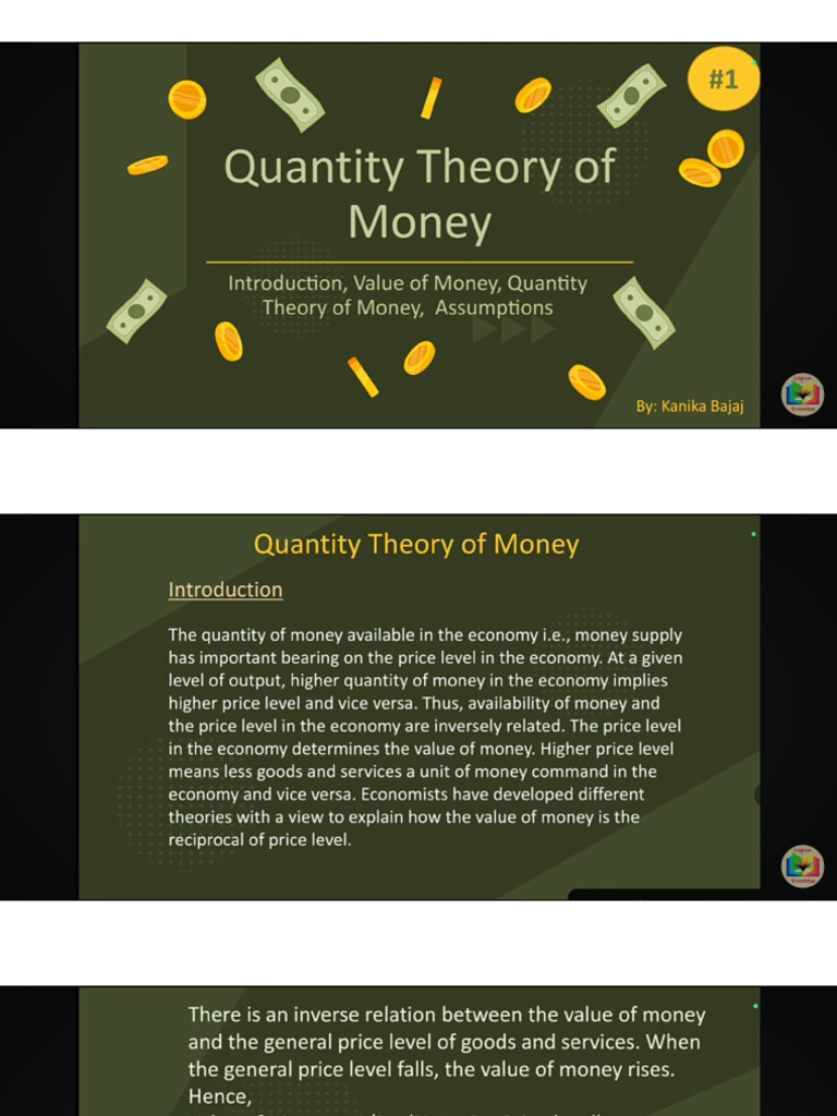 Quantity Theory of Money | PDF