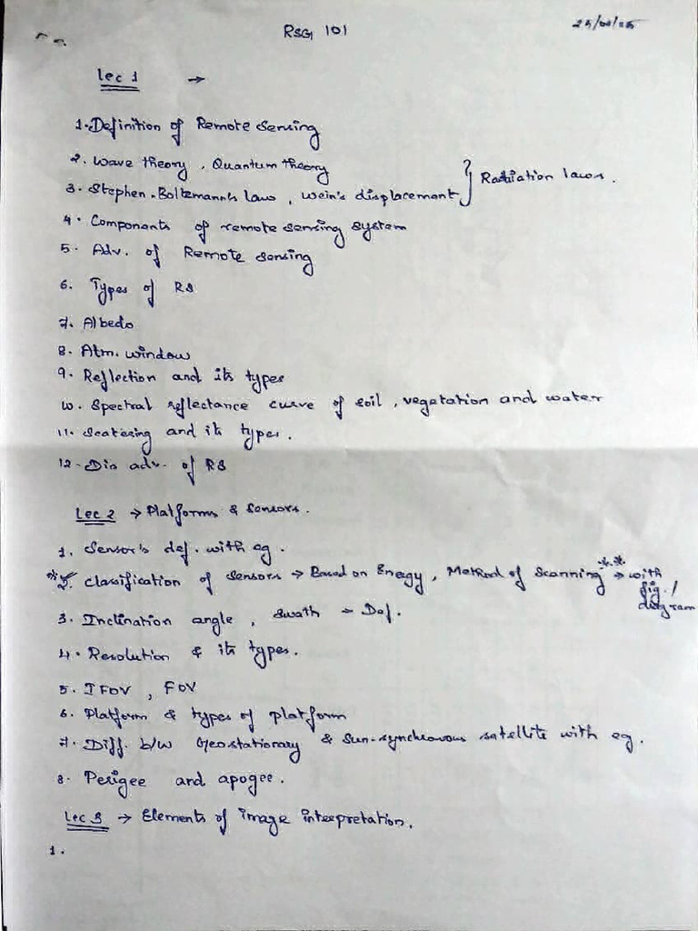 RSG 101 Important Topics | PDF
