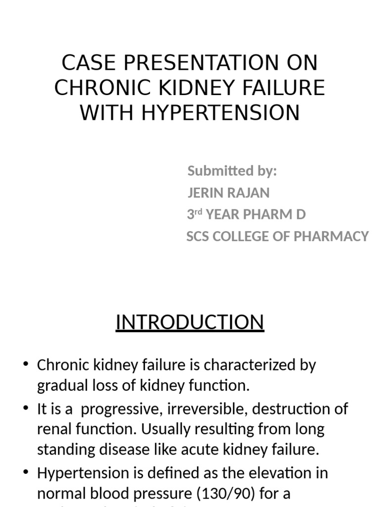 Chronic Kidney Failure & Hypertension Case Study | PDF | Hypertension ...