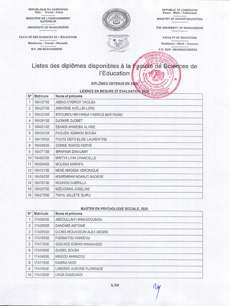 Liste de Diplomes Disponibles À La FSE | PDF