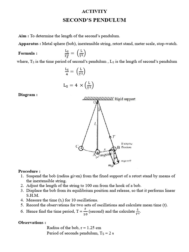 Activity Seconds Pendulum 25 26 | PDF | Pendulum | Oscillation