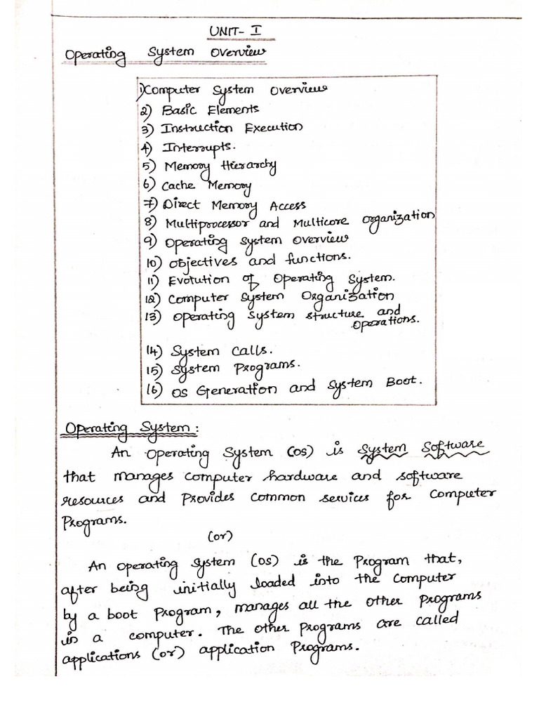 Operating Systems Unit 01 | PDF