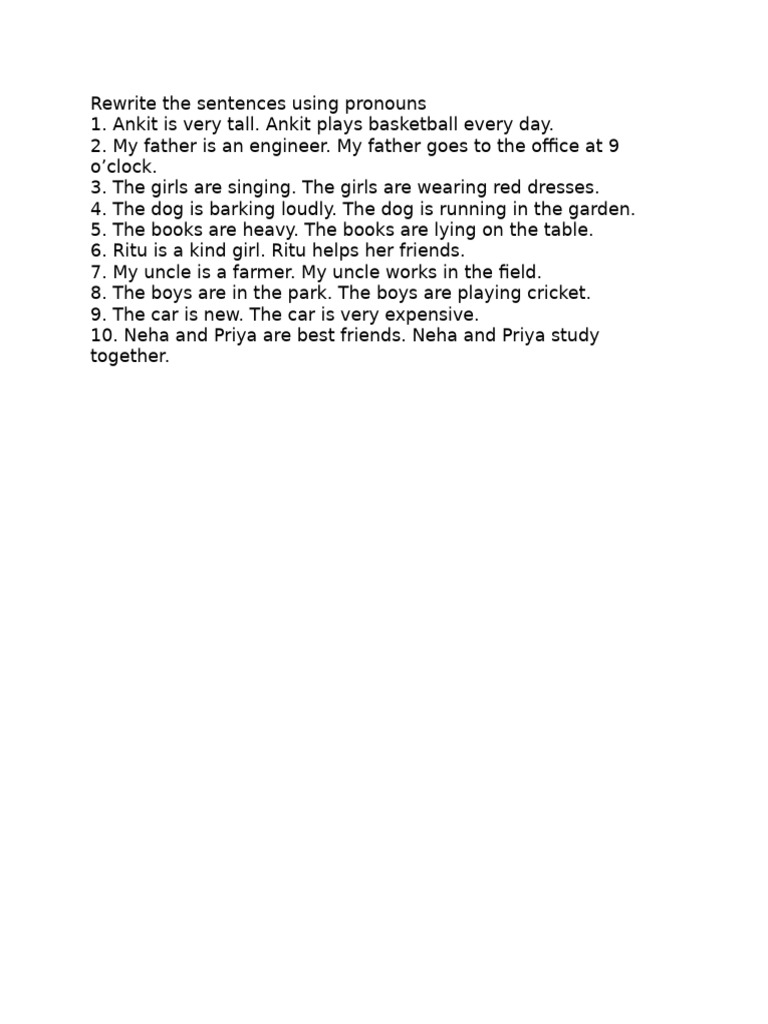 Rewrite The Sentences Using PR | PDF