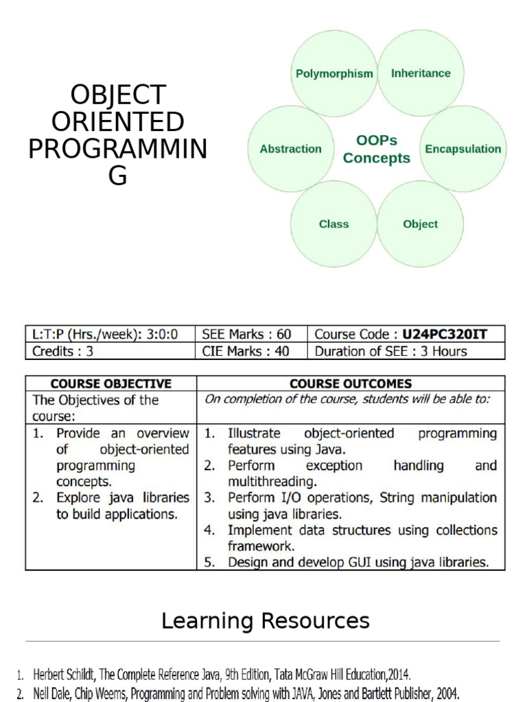 Unit I OOP Introduction | PDF | Object Oriented Programming | Class (Computer Programming)