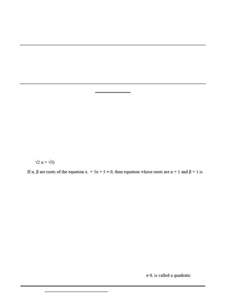 Quadratic Equations Practice Paper | PDF | Quadratic Equation | Equations