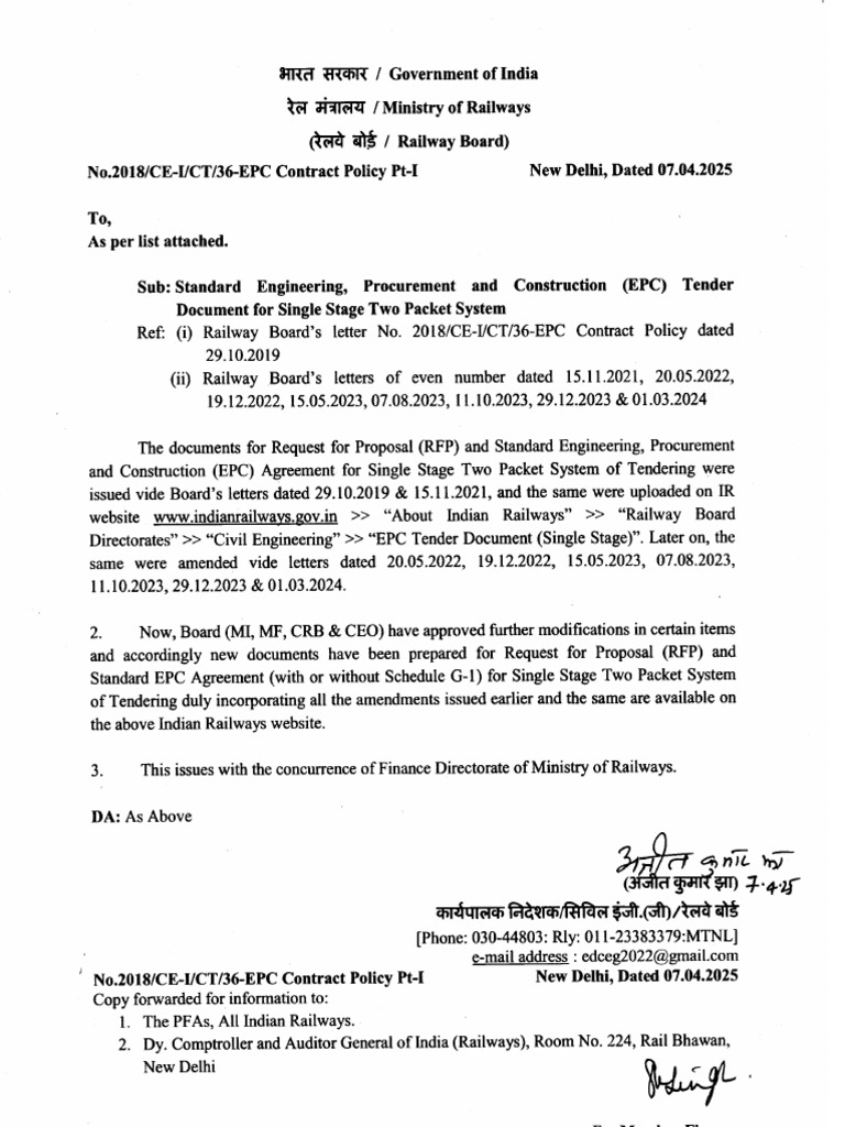 Contract Document Railway | PDF