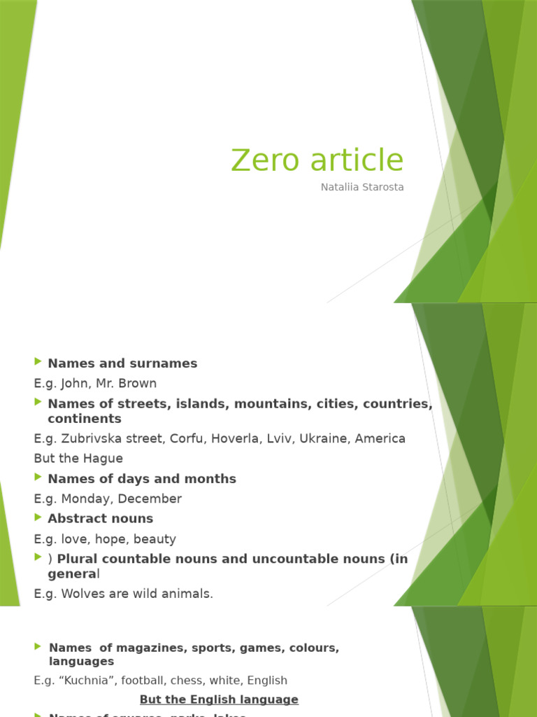 Zero Article | PDF
