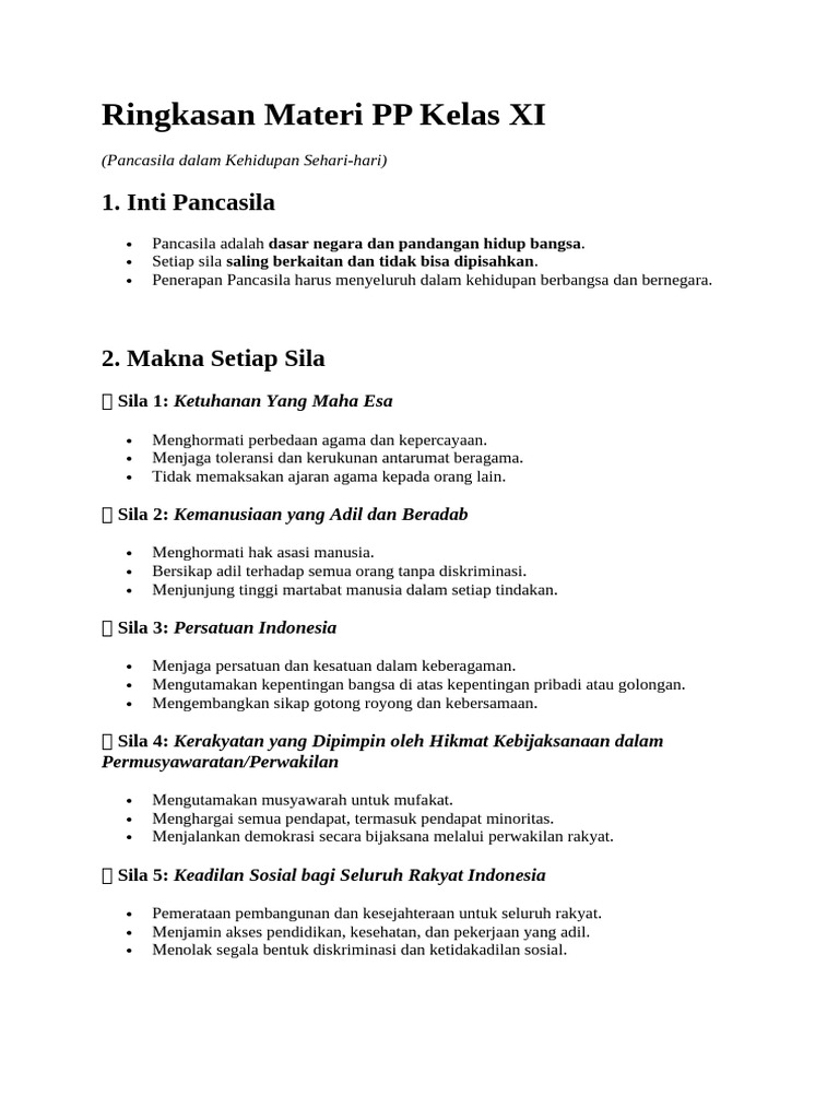 Ringkasan Materi PP Kelas XI | PDF