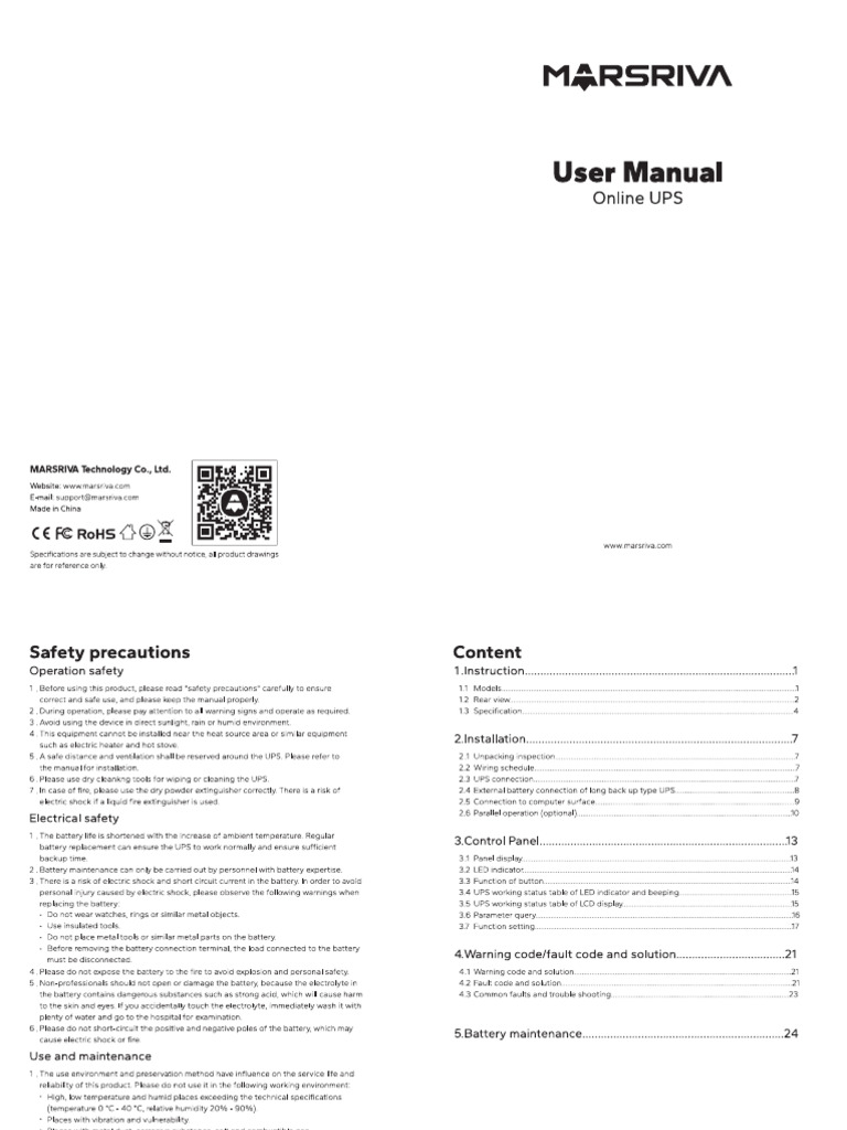 Online UPS 220V User Manual | PDF