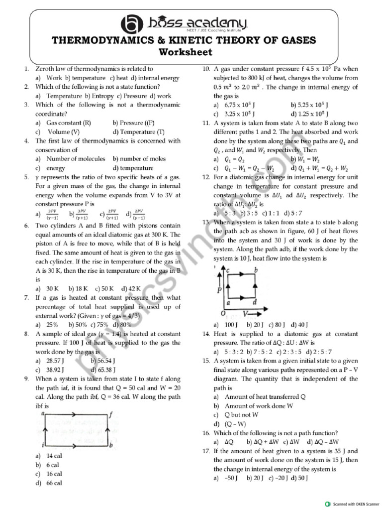Thermodynamics & Kinetic Worksheet - Watermark | PDF