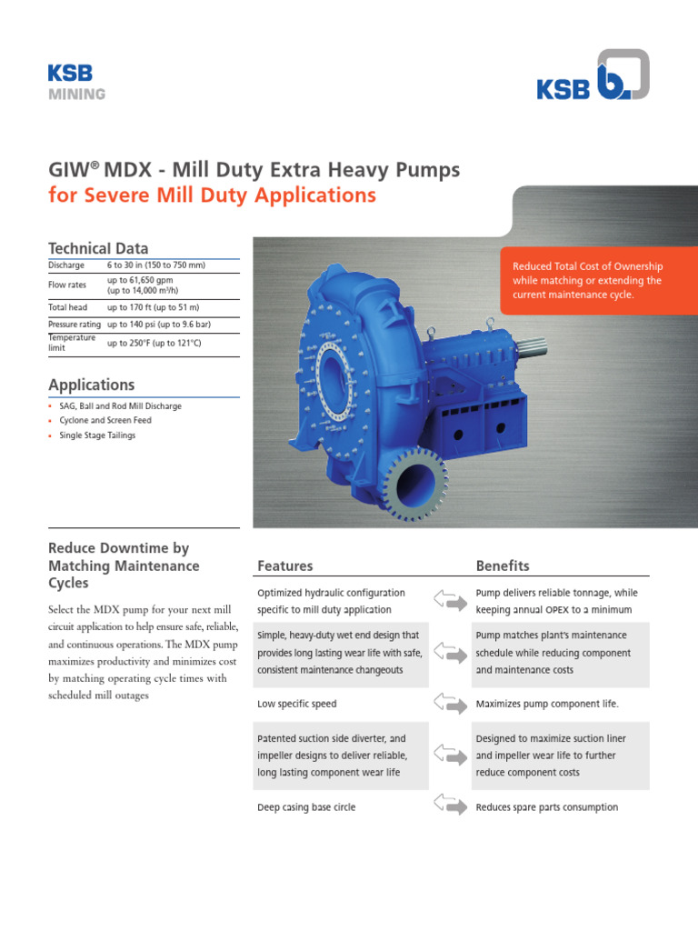 GIW MDX Heavy-Duty Mill Pumps | PDF | Pump | Mechanical Engineering