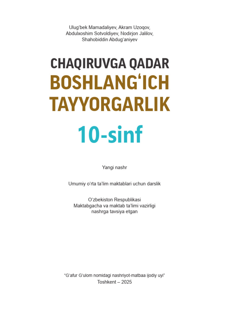 CHQBT DARSLIK 10 UZB 205x260 192b.01.08 | PDF