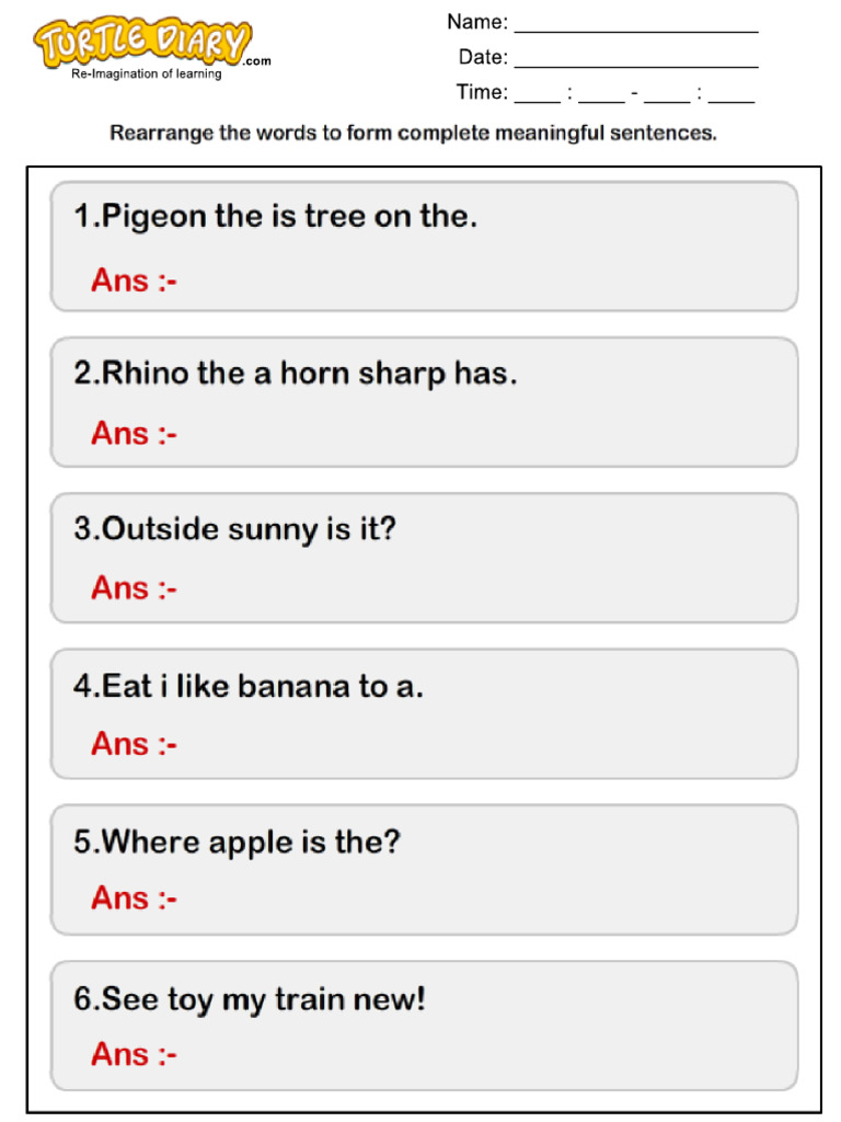 Arrange Words To Make A Sentence | PDF