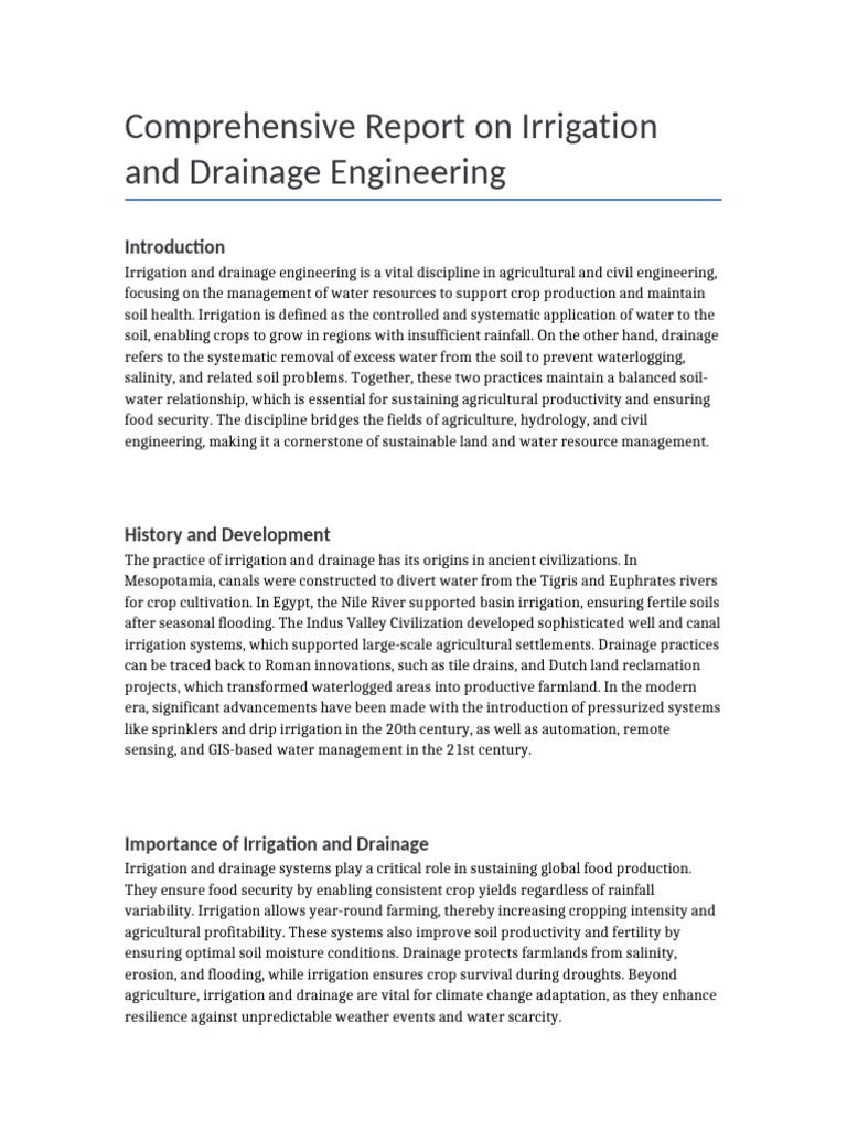 Irrigation and Drainage Engineering Overview | PDF | Irrigation | Drainage
