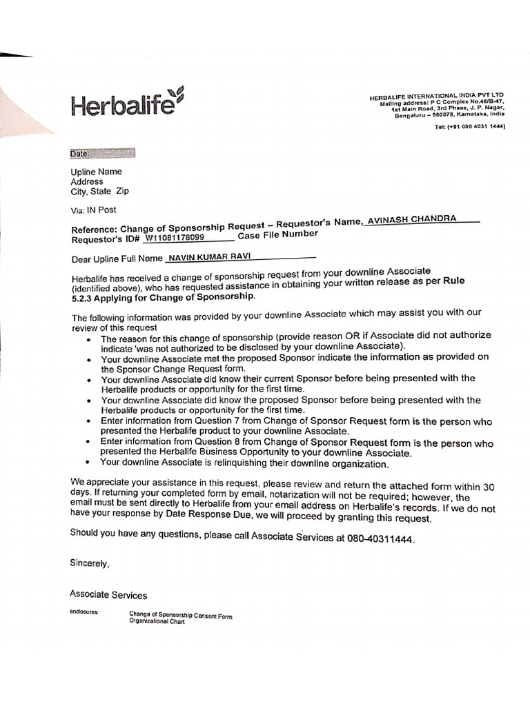 Change of Sponsor Consent Form | PDF