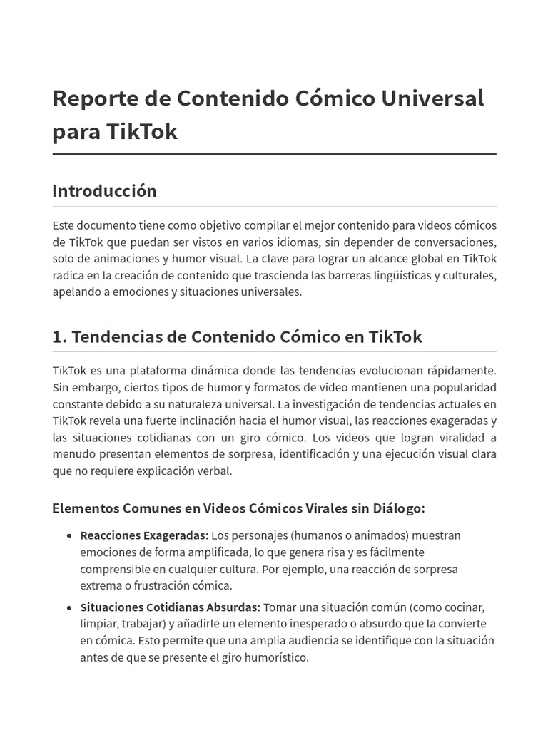 Contenido Cómico Universal para TikTok | PDF | Humor