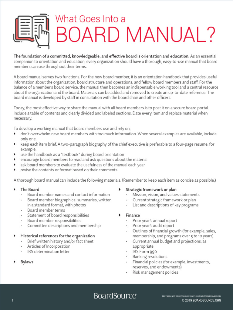 Essential Components of a Board Manual | PDF | Business