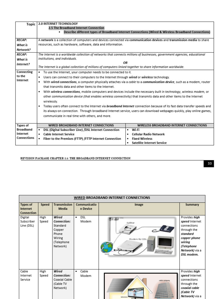 2.5 the Broadband Internet Connection | PDF | Internet Access | Modem