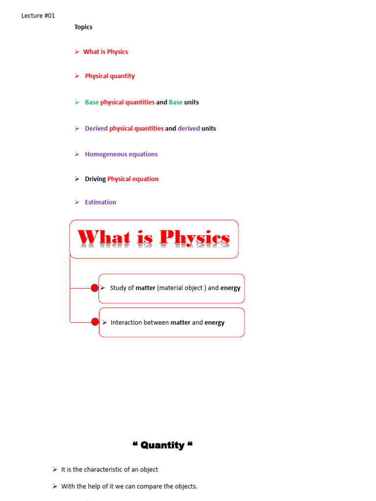 Lecture Physical Quantities | PDF | Volt | Quantity