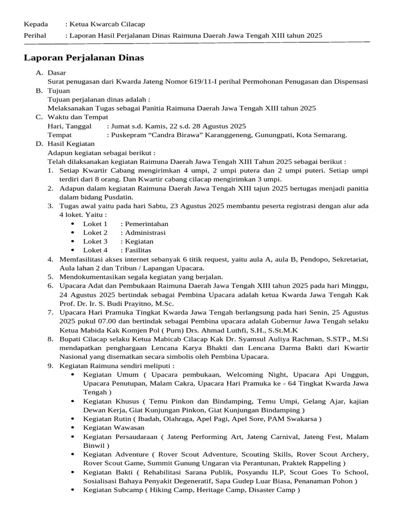 Laporan Perjadin Raida 2025 | PDF
