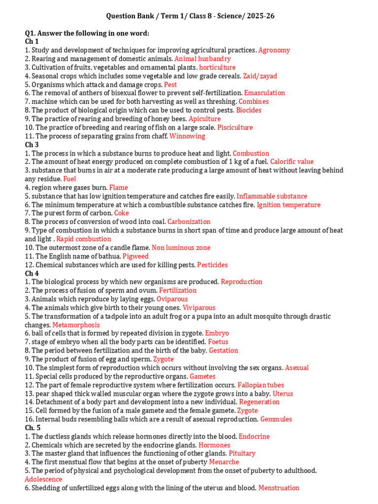 Class 8 Science Question Bank 2025-26 | PDF | Force | Pressure