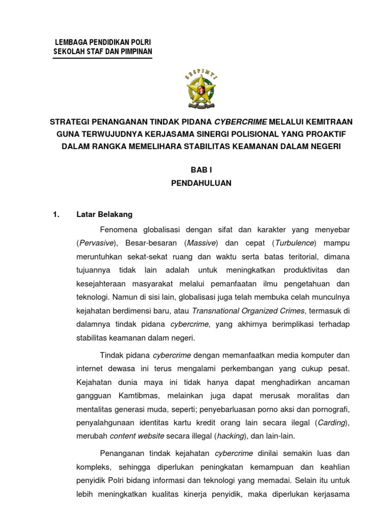 Strategi Penanganan Cybercrime Polri | PDF
