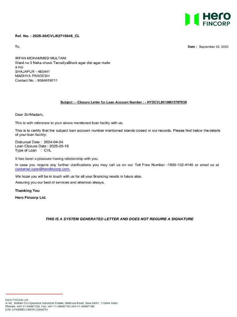 Closure Letter | PDF