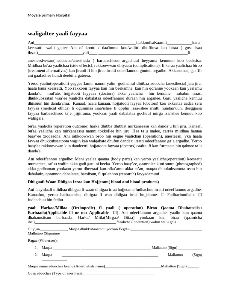 Afan Oromo Consent Final | PDF