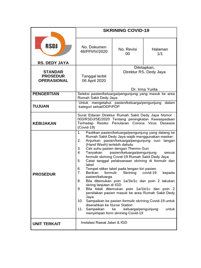 Spo Formulir Cocid-19 | PDF