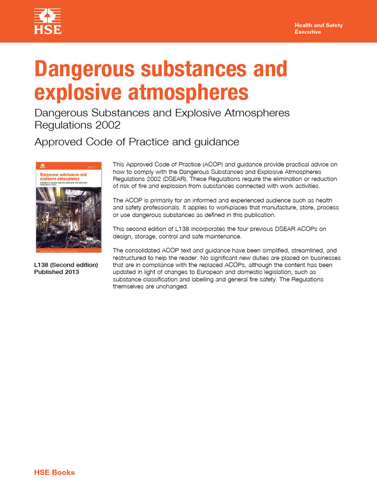 Dangerous Substances and Explosive Atmospheres Regulations (DSEAR) 2002 ...