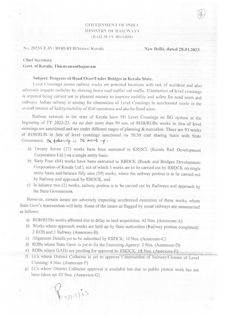 Kerala ROB RB Letter | PDF