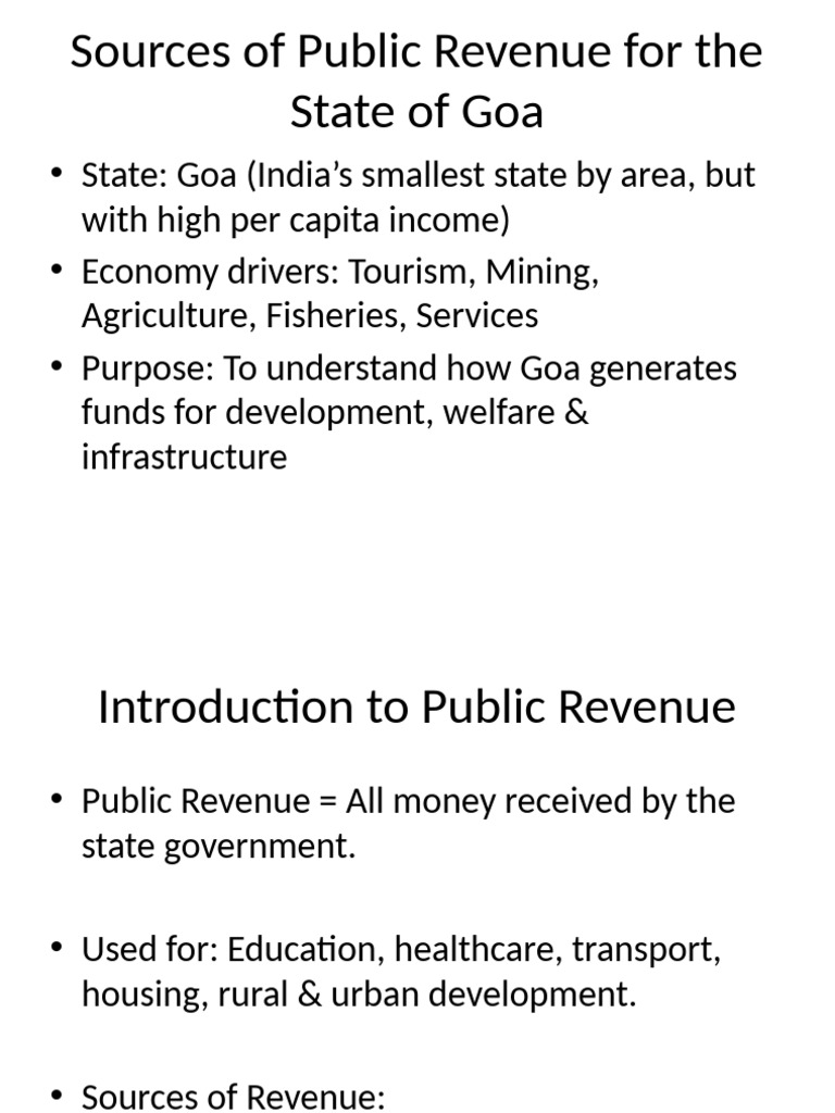 Goa's Public Revenue Sources Explained | PDF