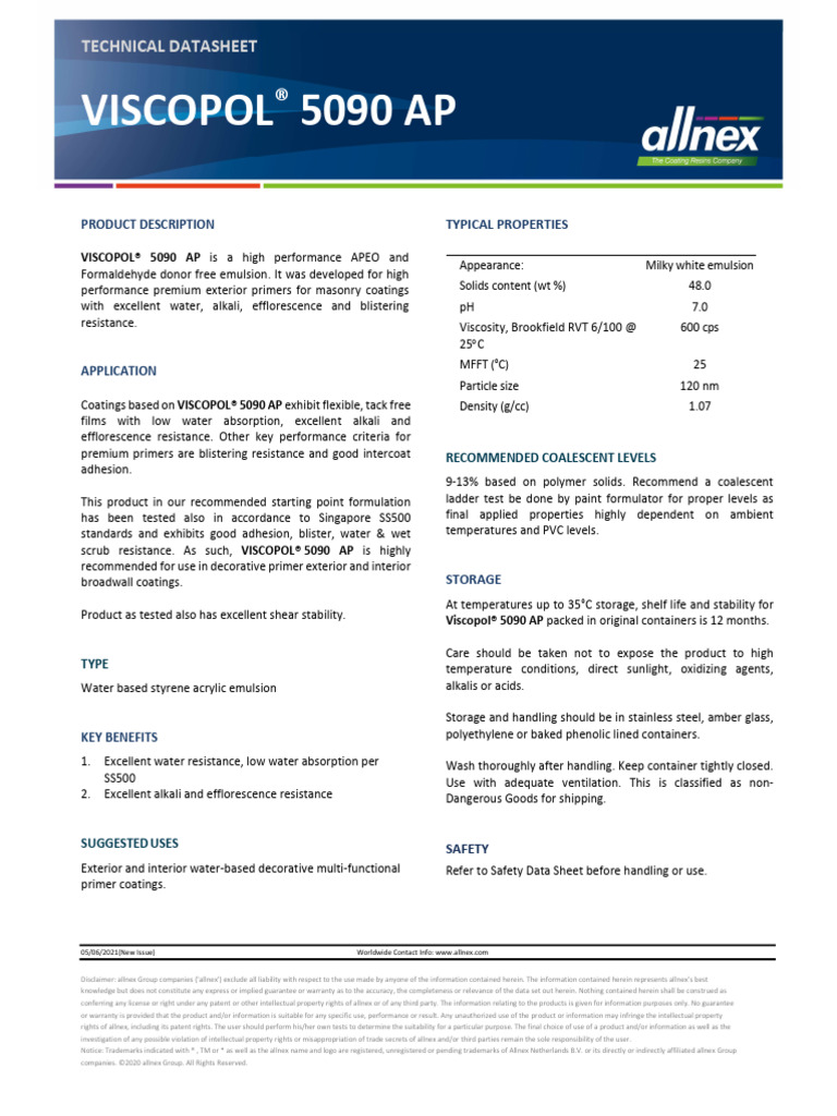 Viscopol 5090 AP Tds May 11, 2023 | PDF | Paint | Intellectual Property