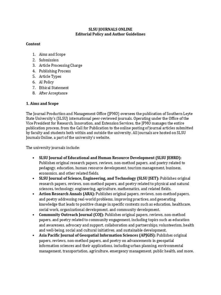 Editorial Policy And Authors Guidelines Pdf
