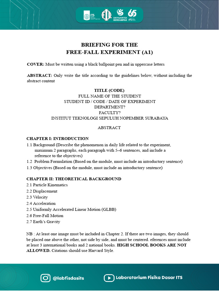 Briefing for the Free-Fall Experiment (A1) | PDF | Mechanical ...