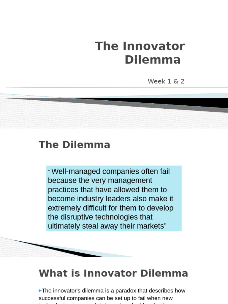 Understanding the Innovator's Dilemma | PDF | Disruptive Innovation ...