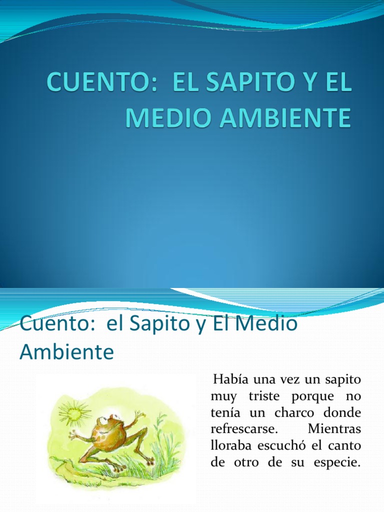 Cuento Sapito Y El Medio Ambiente Pdf