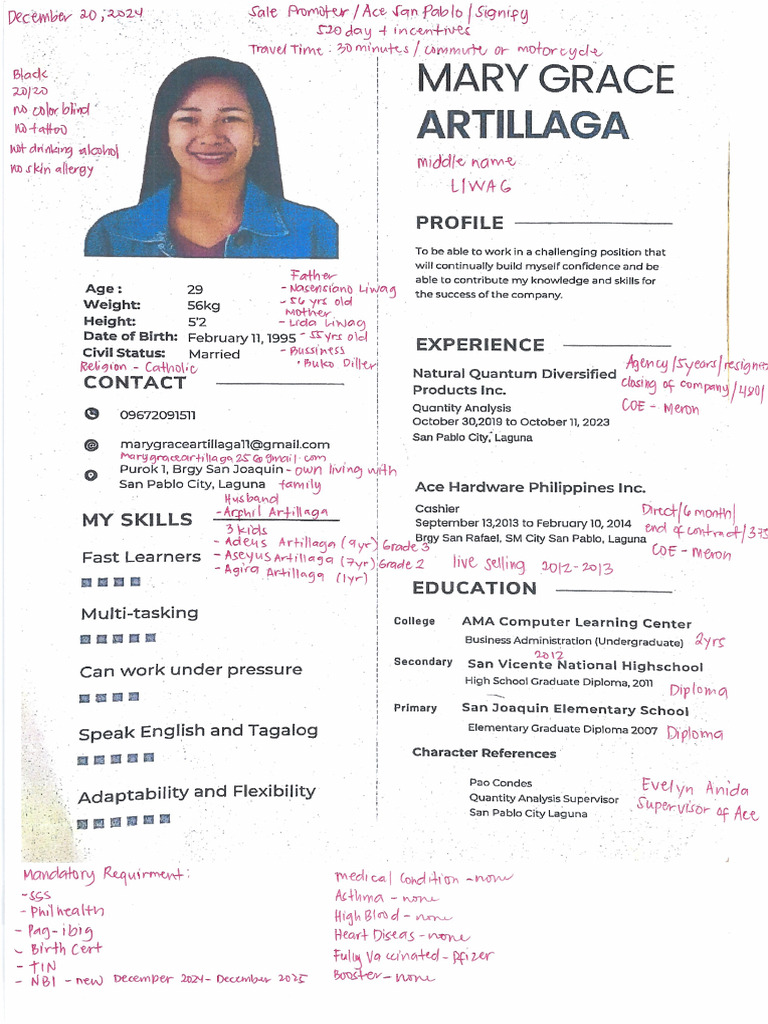 Resume - Mary Grace Artillaga | PDF