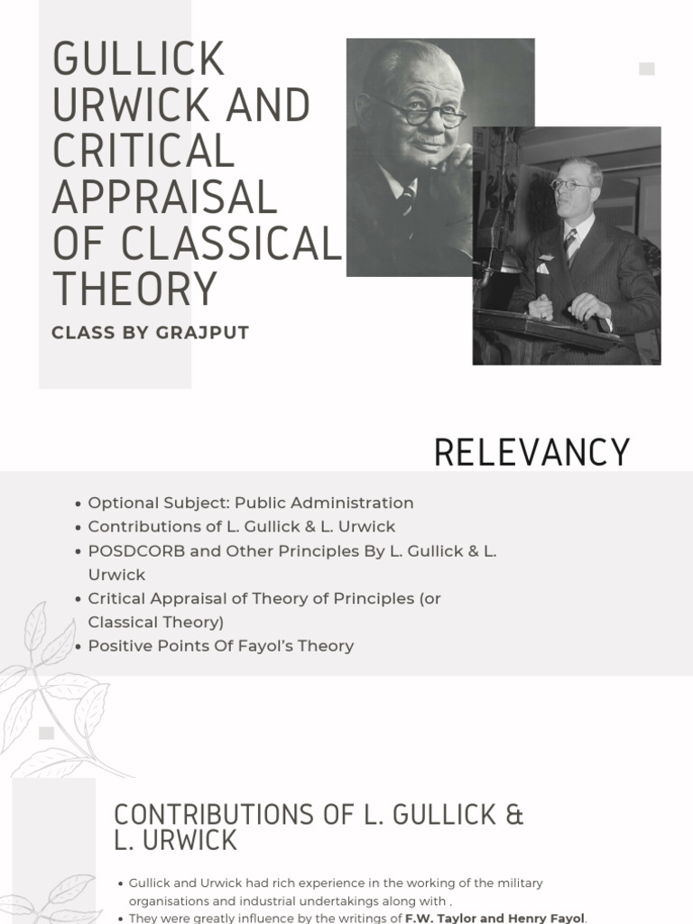 Gullick and Urwick's POSDCORB Principles | PDF