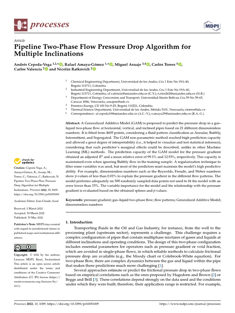 Pipeline Two-Phase Flow Pressure Drop Algorithm For Multiple ...