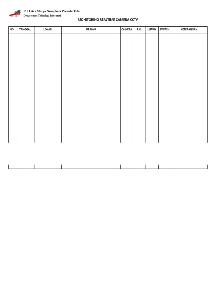 Form Monitoring Camera CCTV | PDF