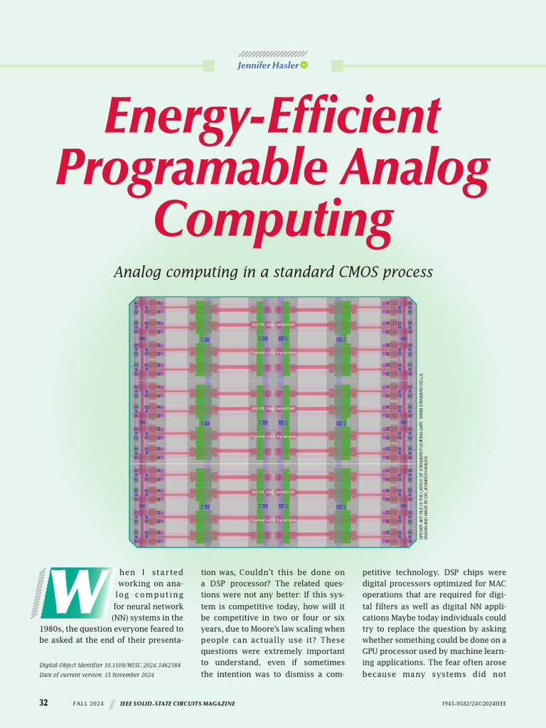 Energy-Efficient Programable Analog Computing Analog Computing in A ...